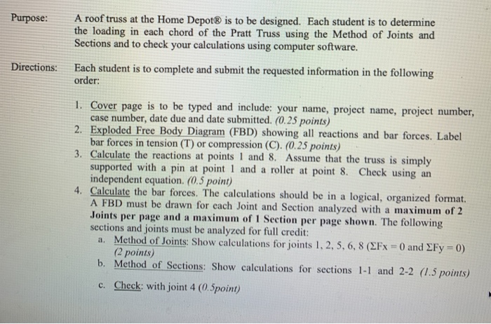 Solved Purpose: A roof truss at the Home Depot® is to be | Chegg.com