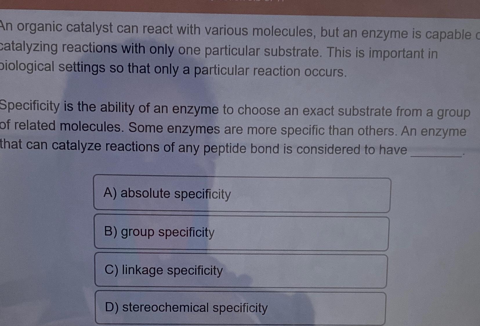 Solved An organic catalyst can react with various molecules, | Chegg.com