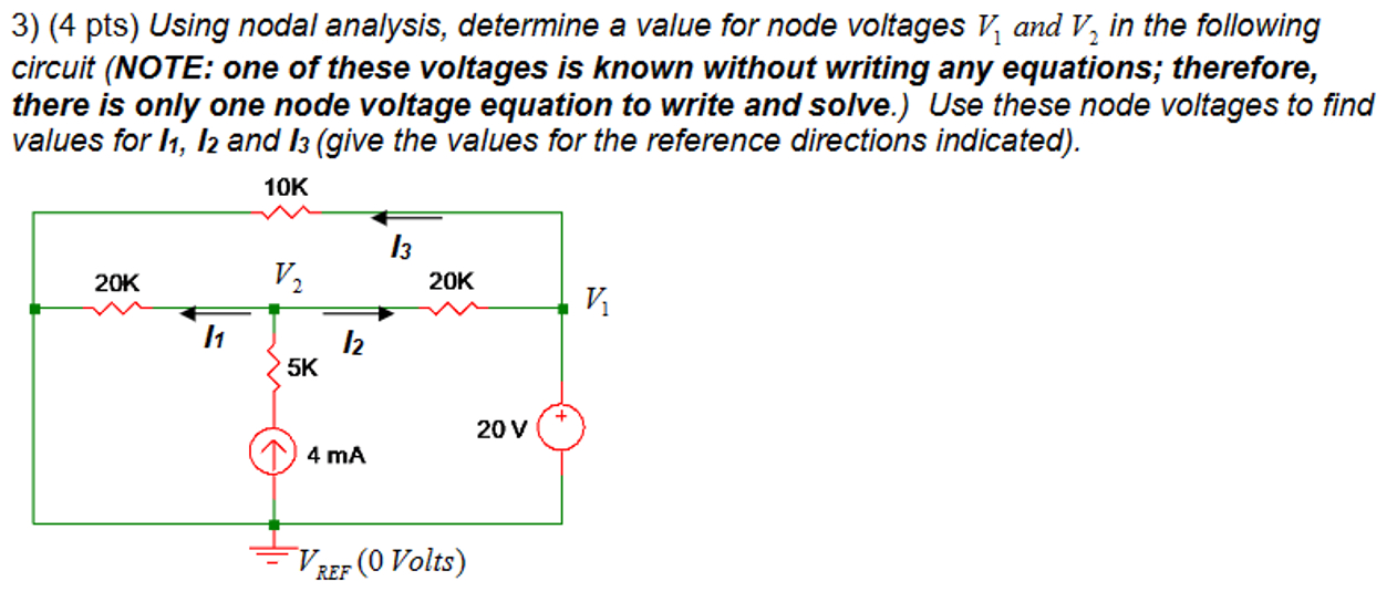 Solved (4 ﻿pts) ﻿Using nodal analysis, determine a value for | Chegg.com