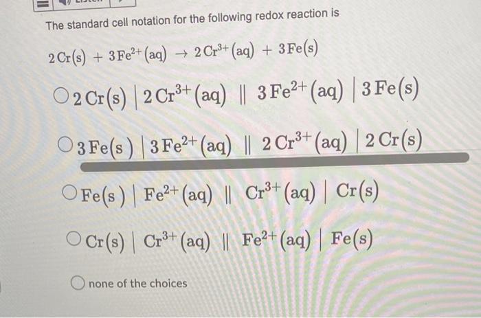[Solved]: The standard cell notation for the following redo