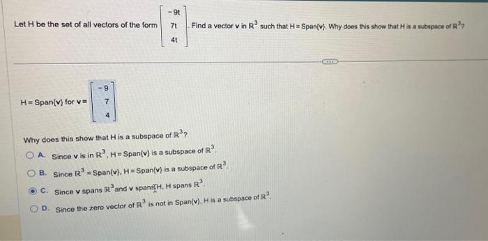 Solved Let H be the set of all vectors of the form | Chegg.com