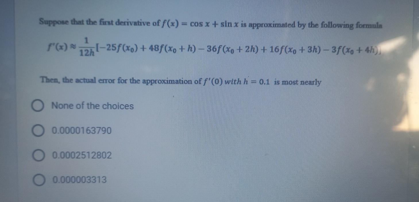 Solved Suppose that the first derivative of f(x)=cosx+sinx | Chegg.com
