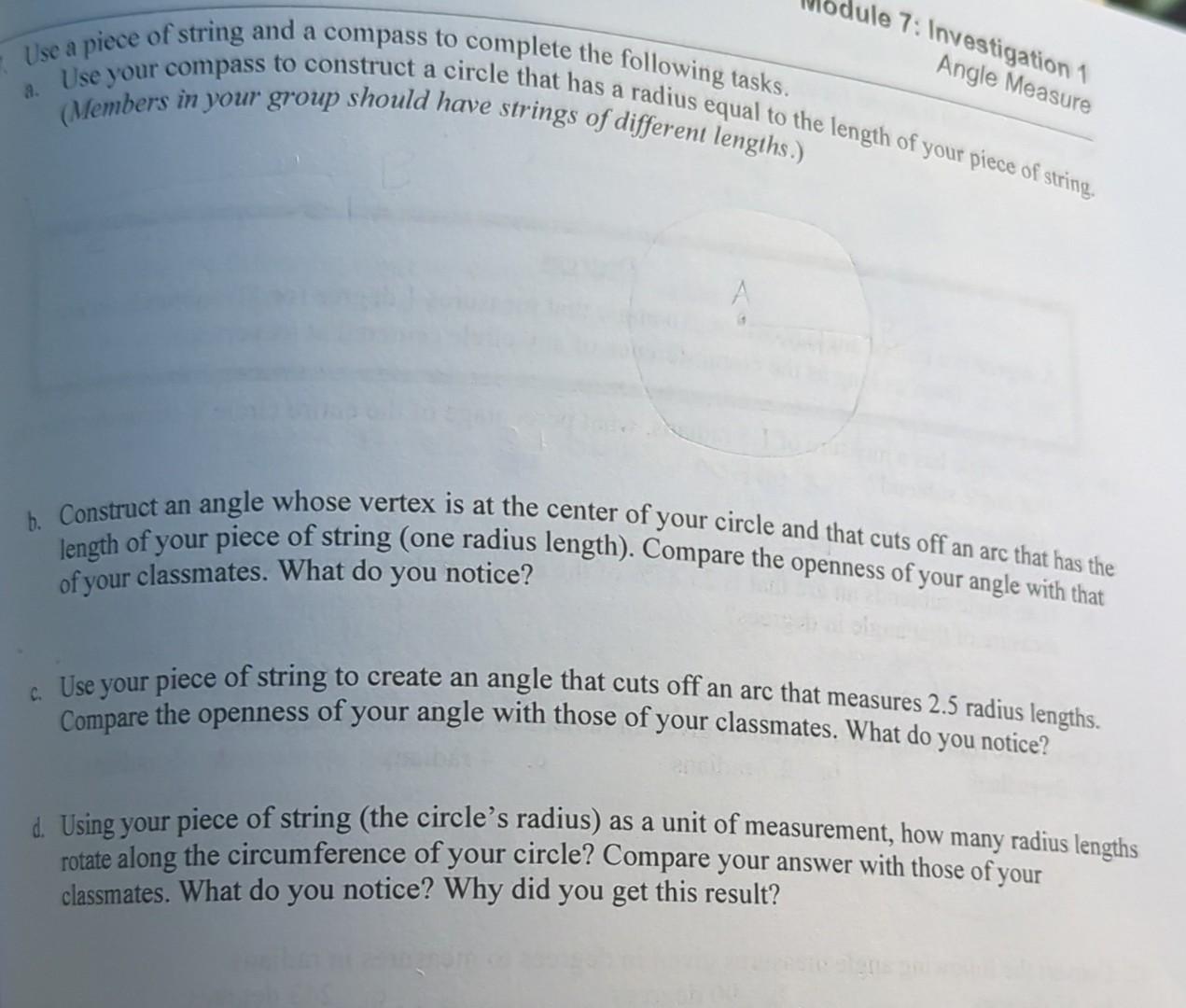 Solved Use a piece of string and a compass to complete the | Chegg.com
