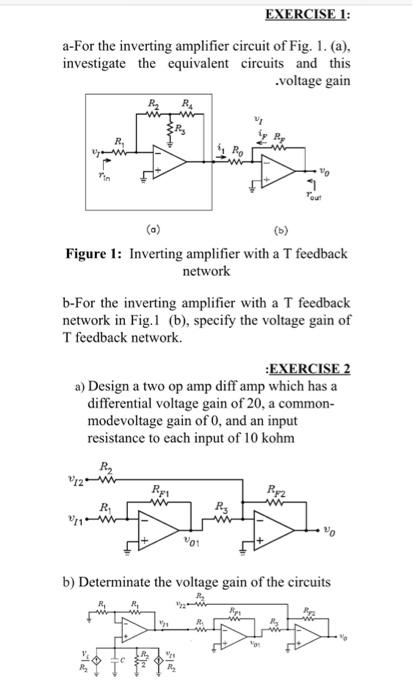 Solved EXERCISE 1: a-For the inverting amplifier circuit of | Chegg.com