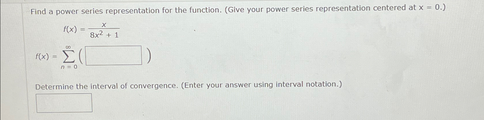 Solved Find a power series representation for the function. | Chegg.com