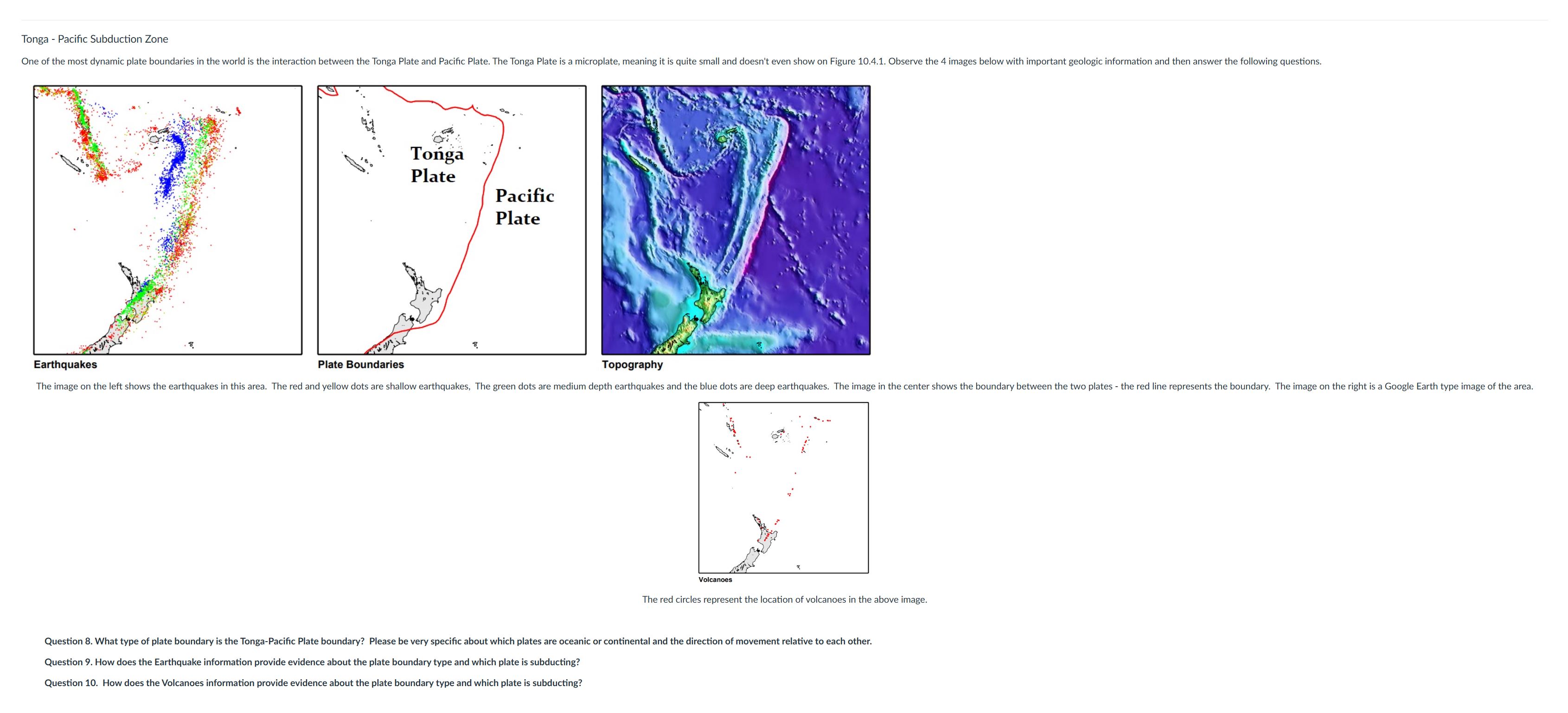 Solved Tonga - ﻿Pacific Subduction ZoneEarthquakesPlate | Chegg.com