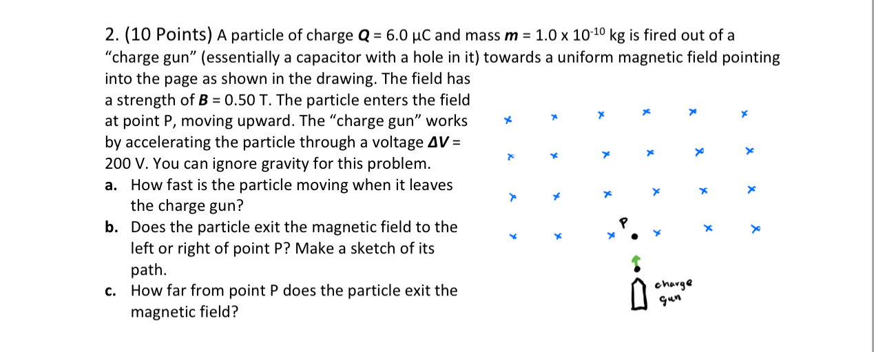 Solved (10 ﻿Points) ﻿A particle of charge Q=6.0μC ﻿and mass | Chegg.com
