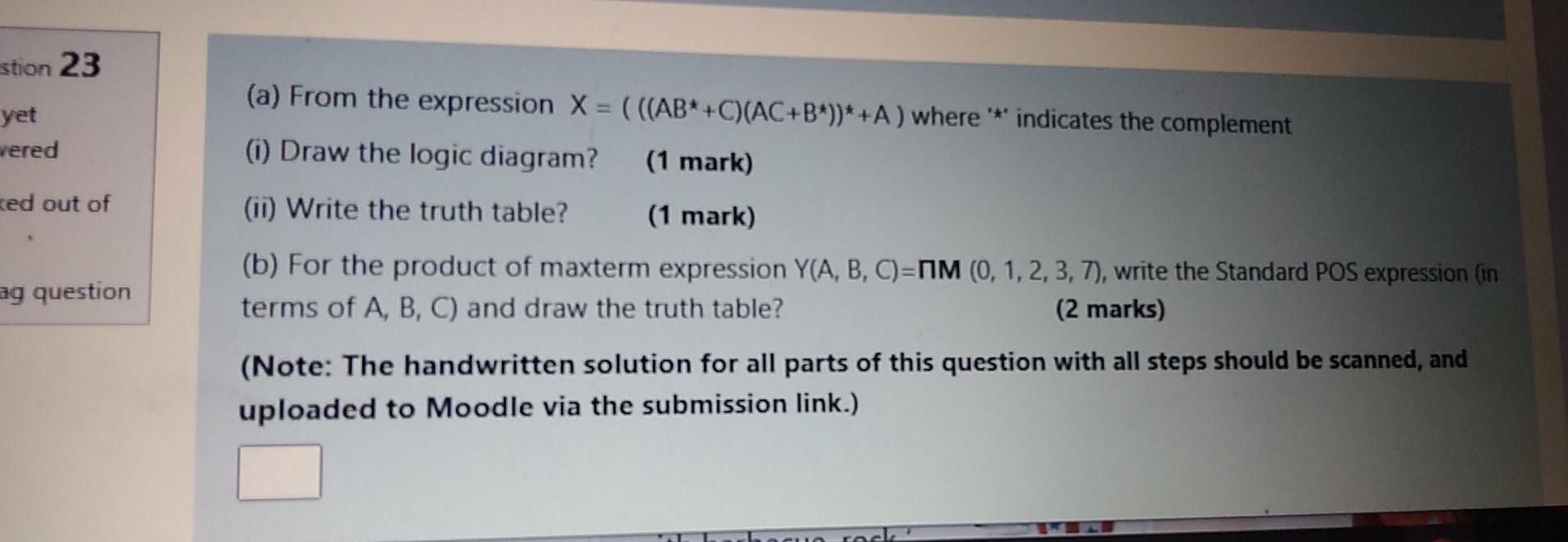 Solved stion 23 yet wered (a) From the expression X = (((AB* | Chegg.com
