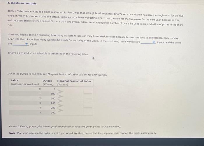 Solved 2. Inputs and outputs Brian's Performance Pizza is a | Chegg.com