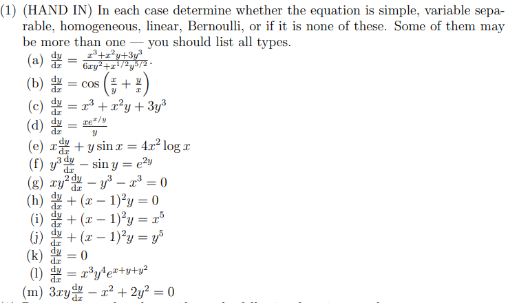 (1) (HAND IN) ﻿In each case determine whether the | Chegg.com
