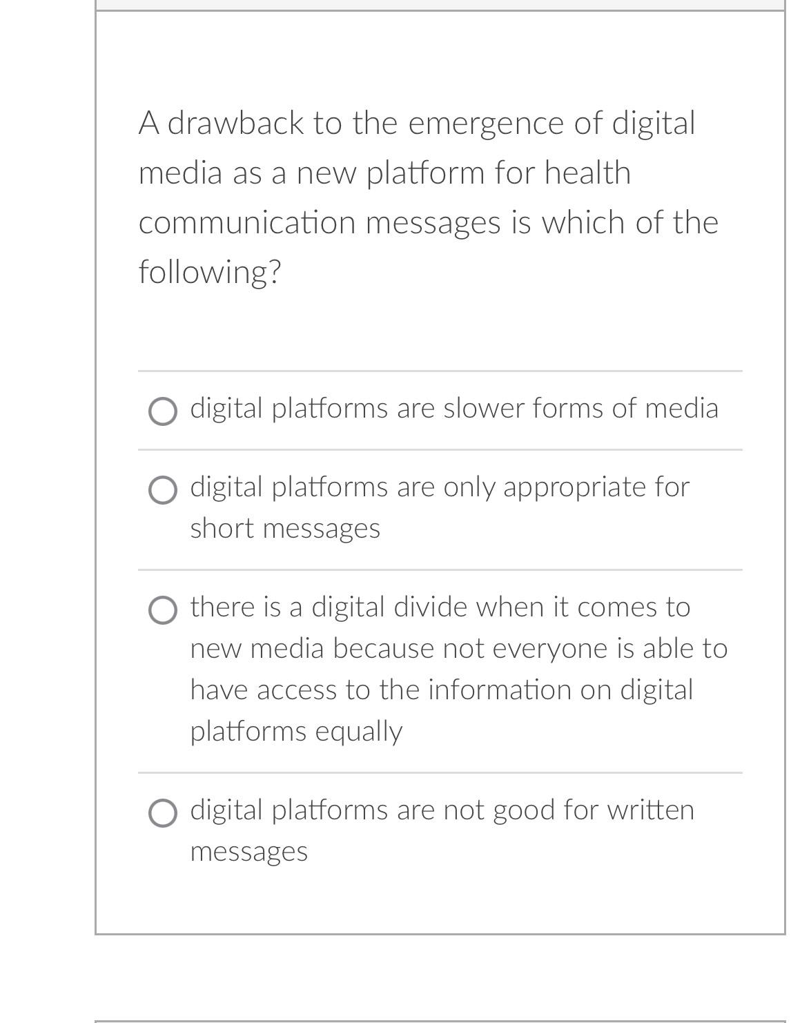 Solved A drawback to the emergence of digital media as a new | Chegg.com