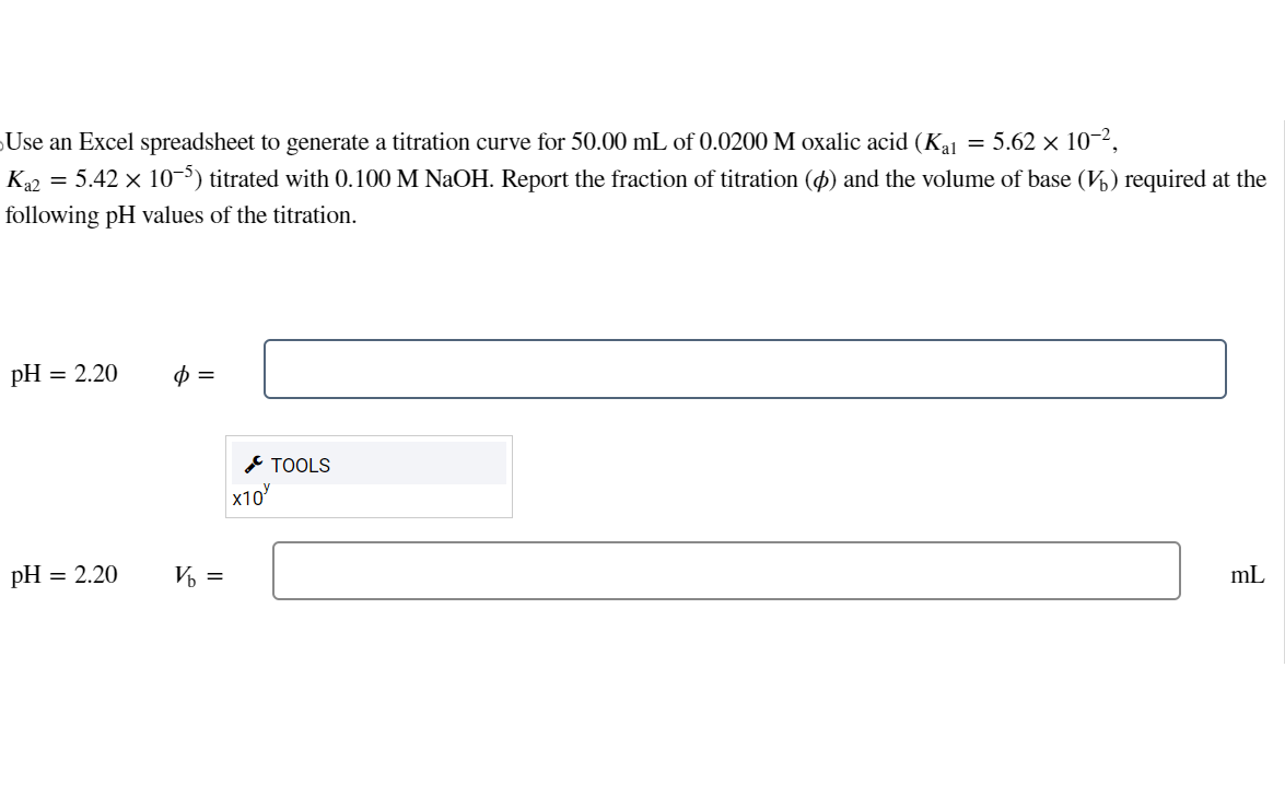 Solved Use an Excel spreadsheet to generate a titration | Chegg.com