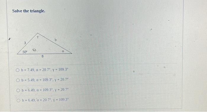 Solved Solve the triangle. | Chegg.com