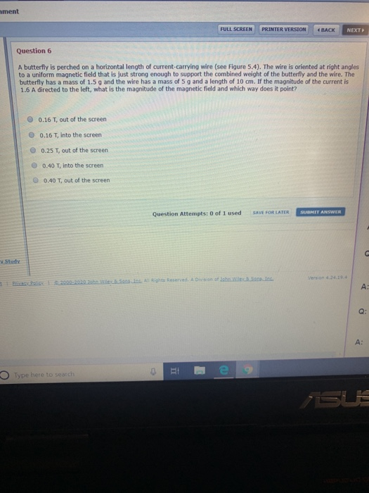 Solved nment FULL SCREEN PRINTER VERSION 4 Аск NEXT Question | Chegg.com