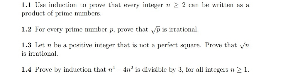 Solved 1.1 ﻿Use induction to prove that every integer n≥2 | Chegg.com