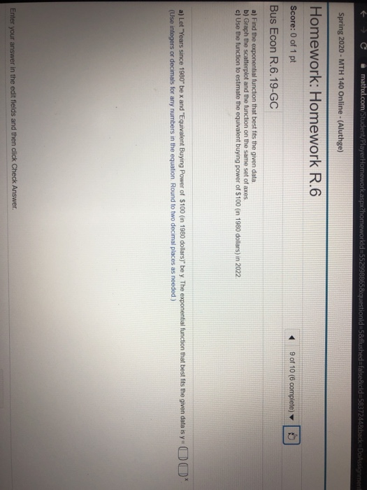 Solved Homework: Homework R.6 Score: 1 Bus Econ R.6.19-GC W | Chegg.com