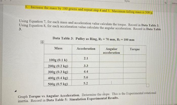 how do you find the Angular Acceleration and Torque | Chegg.com