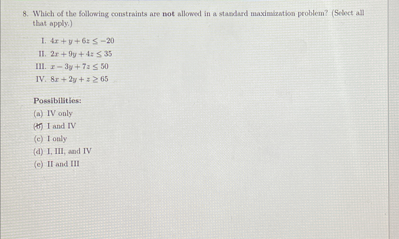 Solved Which of the following constraints are not allowed in | Chegg.com