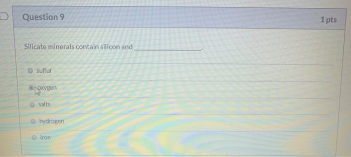 Solved Question 9 1 pts Silicate minerals contain silicon | Chegg.com