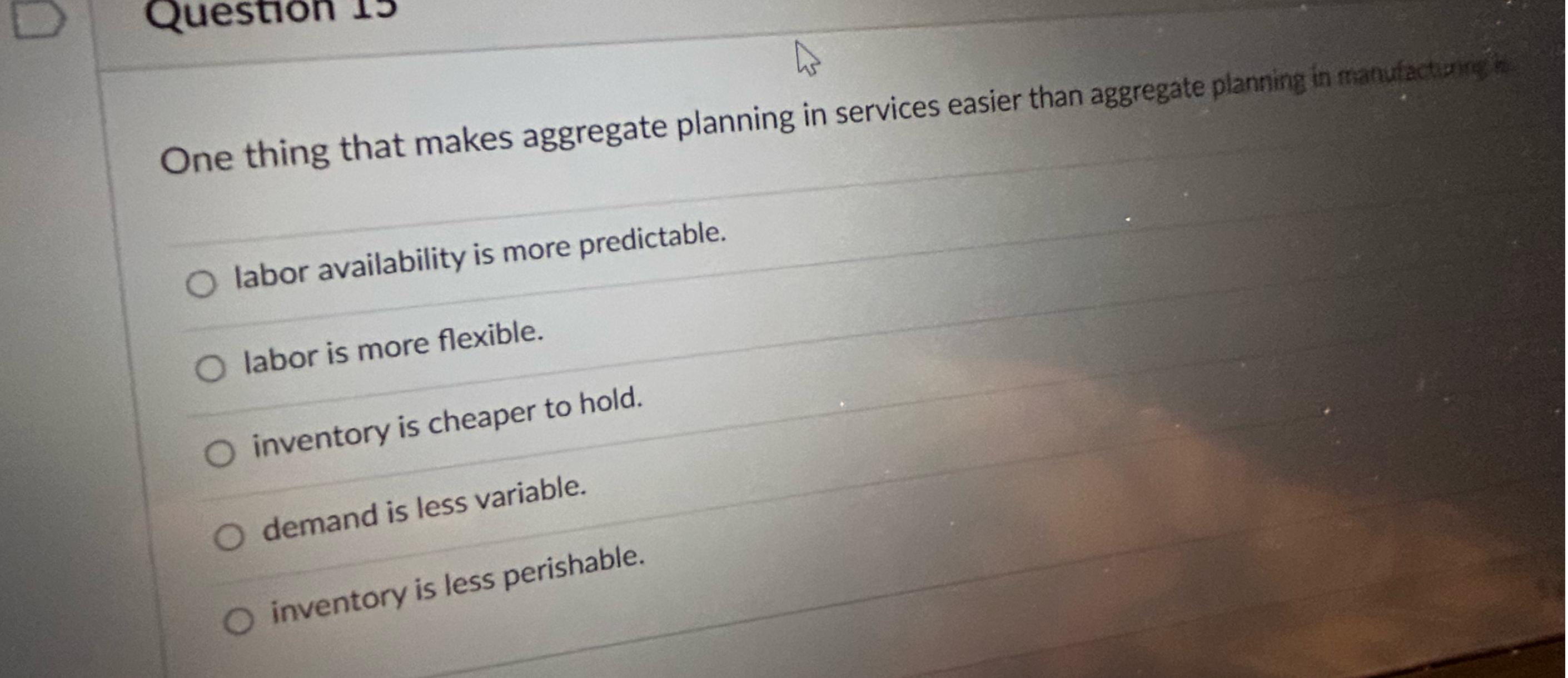 Solved One thing that makes aggregate planning in services | Chegg.com