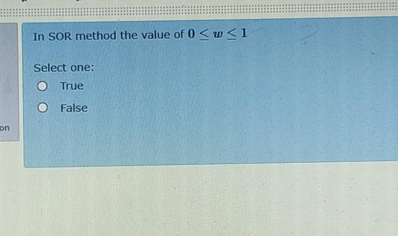 Solved In SOR method the value of 0