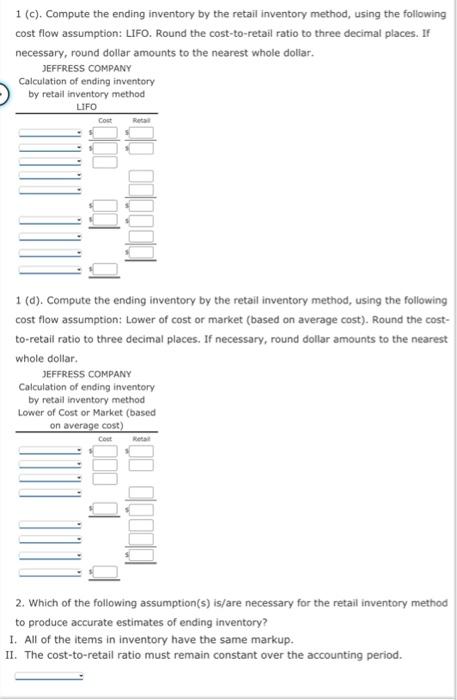 Solved Retail Inventory Method The following information | Chegg.com