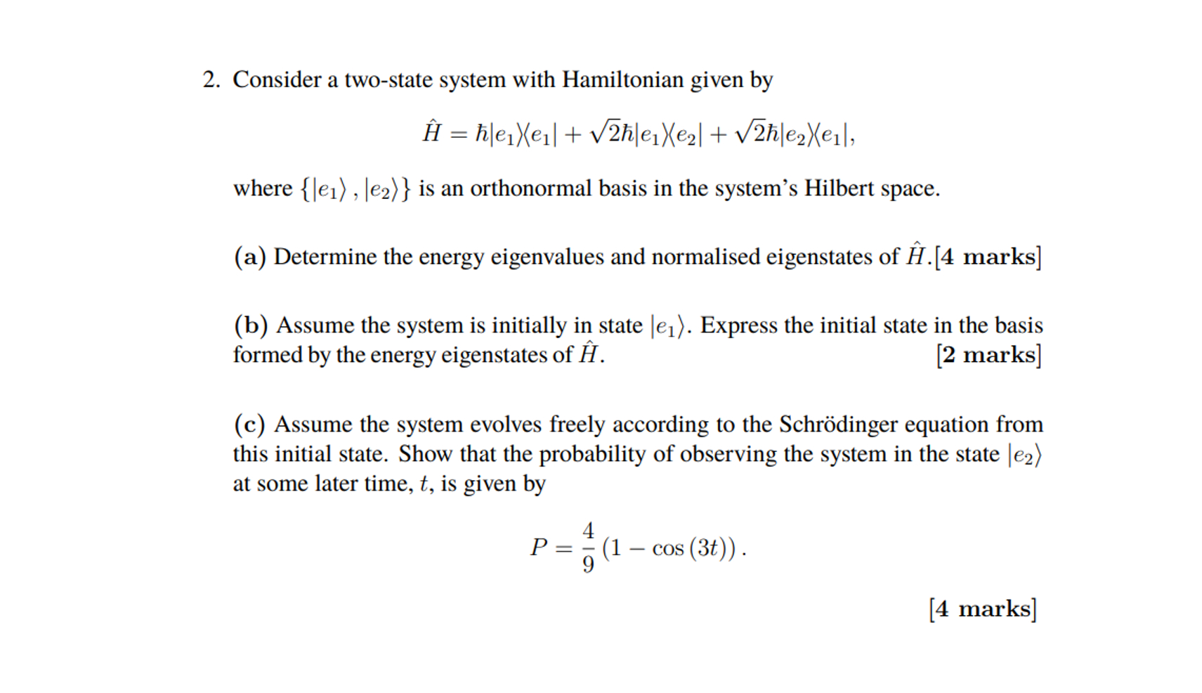 Solved Consider a two-state system with Hamiltonian given | Chegg.com