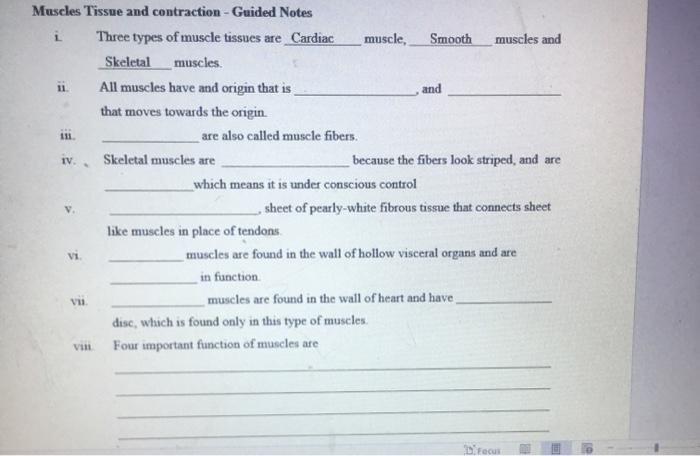 Solved 11 111. IV Muscles Tissue and contraction - Guided | Chegg.com