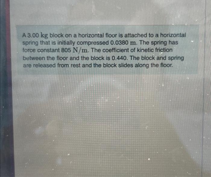 Solved A 3.00 kg block on a horizontal floor is attached to | Chegg.com