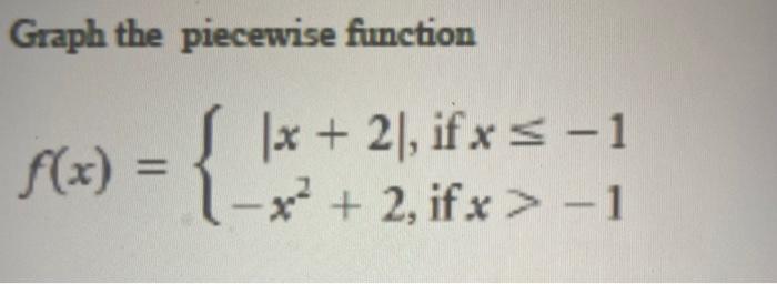 Solved Graph the piecewise function f(x)={∣x+2∣, if | Chegg.com