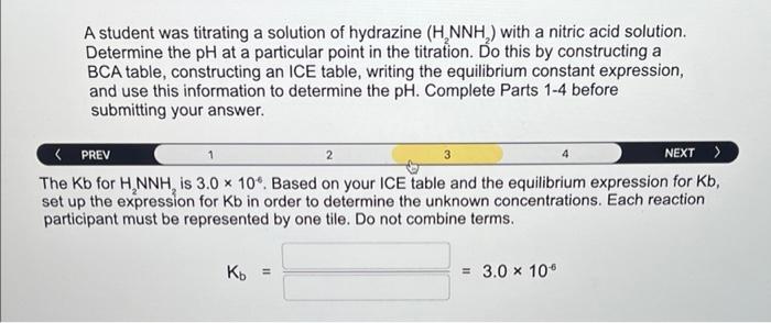 Solved A student was titrating a solution of hydrazine | Chegg.com
