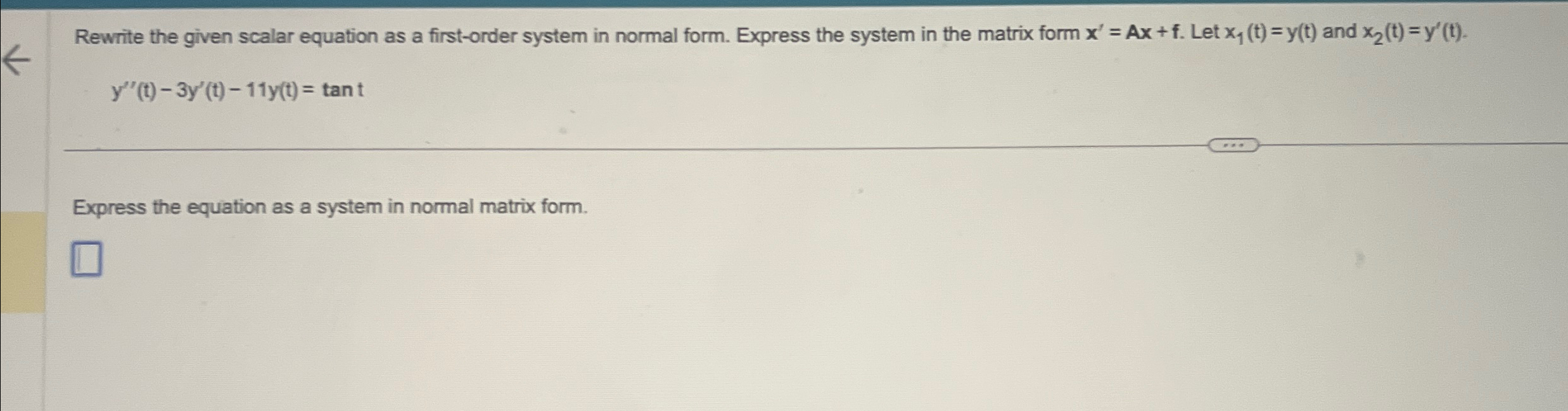 Solved Rewrite the given scalar equation as a first-order | Chegg.com