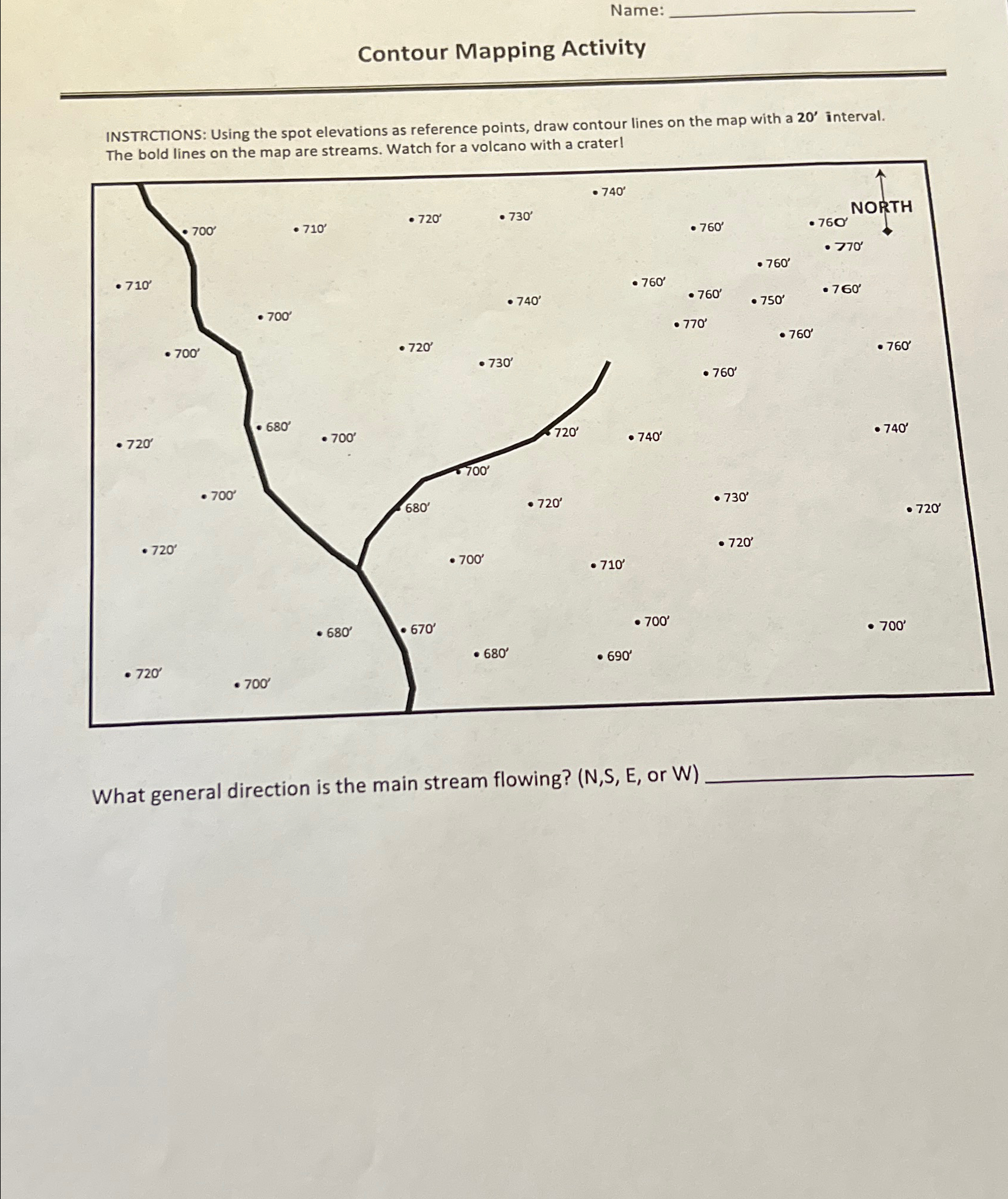 Solved Name:Contour Mapping ActivityINSTRCTIONS: Using the | Chegg.com