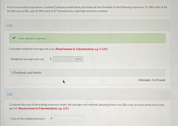 Solved In its first month of operations, Sunland Company | Chegg.com