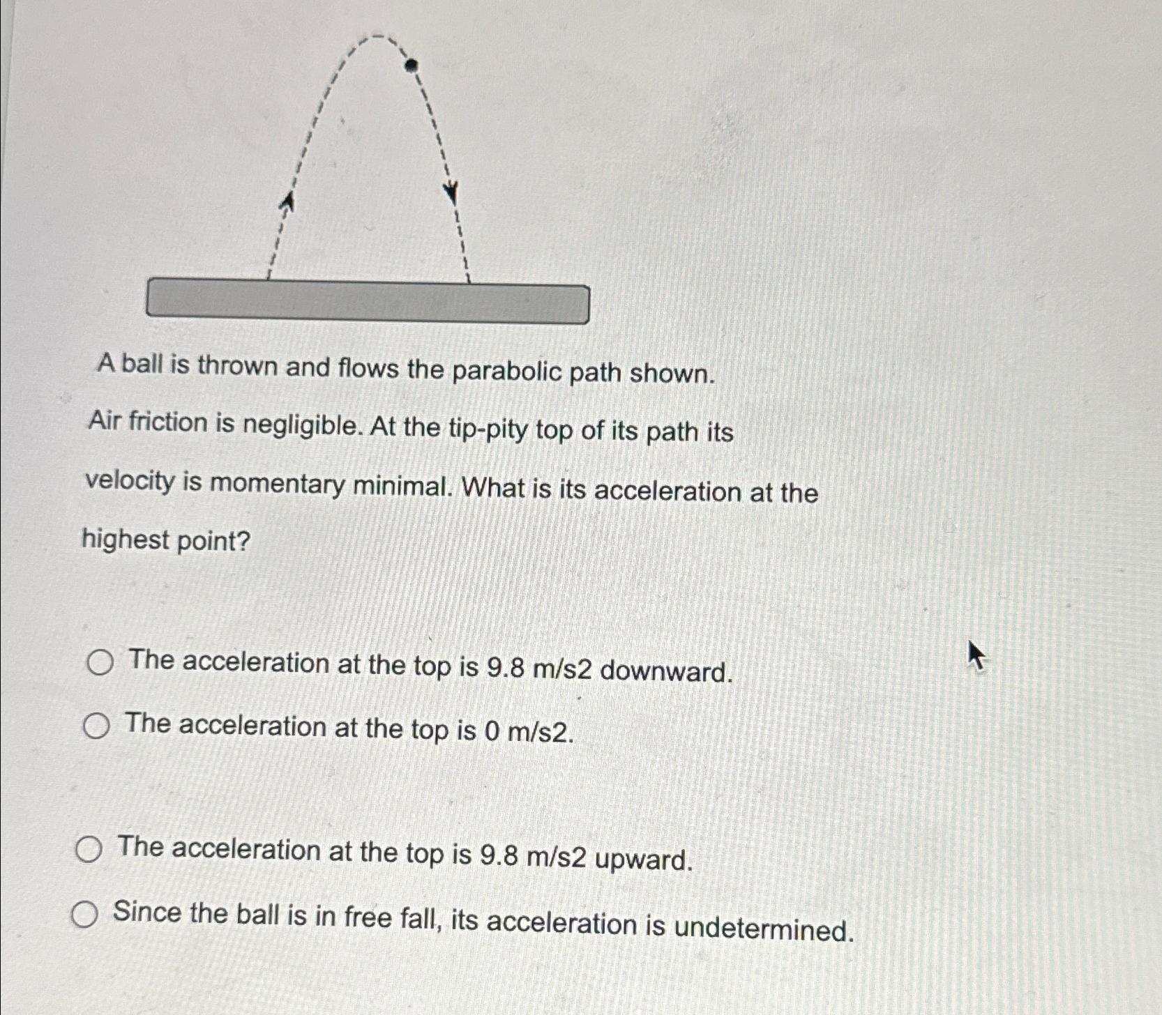 Solved A ball is thrown and flows the parabolic path | Chegg.com