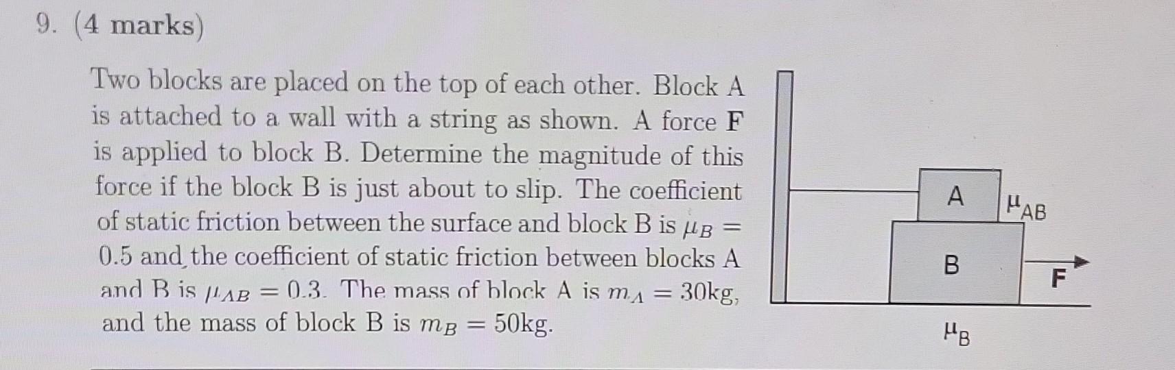 Solved Two blocks are placed on the top of each other. Block | Chegg.com