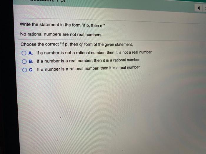 Solved Write The Statement In The Form if P Then Q No Chegg