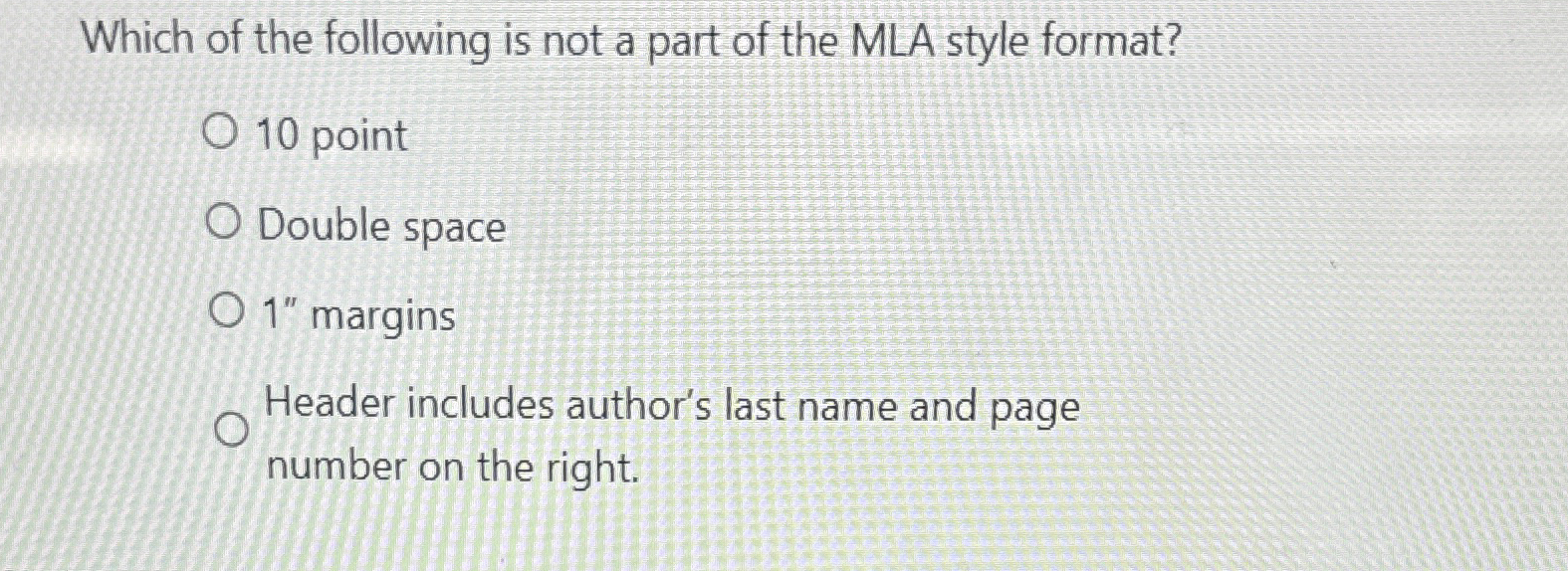 Solved Which of the following is not a part of the MLA style | Chegg.com
