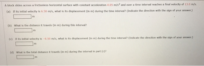 Solved A block slides across a frictionless horizontal | Chegg.com