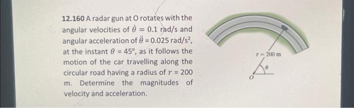 Solved 12.160 A radar gun at O rotates with the angular | Chegg.com