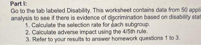 Part I: Go to the tab labeled Disability. This | Chegg.com