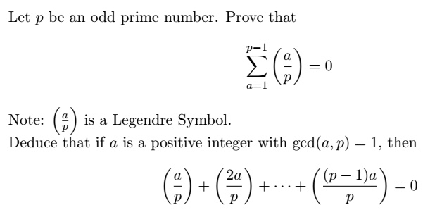 Solved Let p ﻿be an odd prime number. Prove | Chegg.com