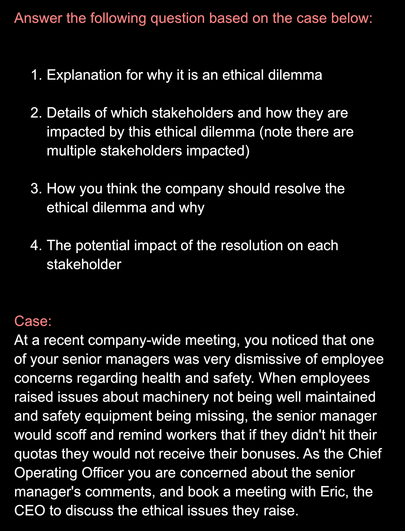 Solved Answer the following question based on the case | Chegg.com