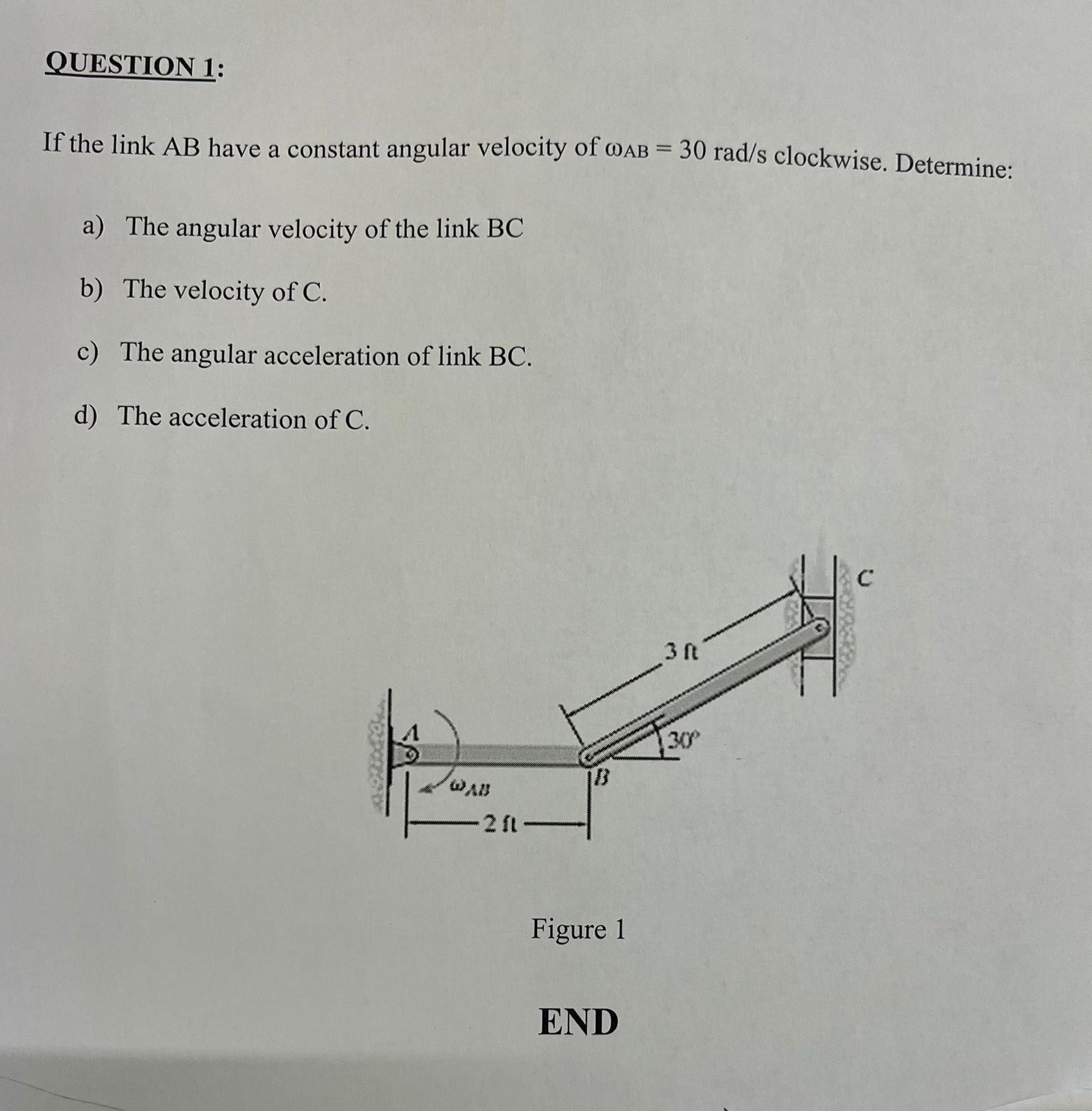 Solved QUESTION 1:If the link AB ﻿have a constant angular | Chegg.com
