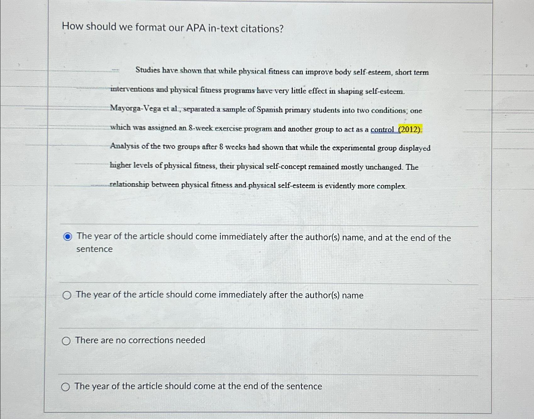 Solved How should we format our APA in-text | Chegg.com