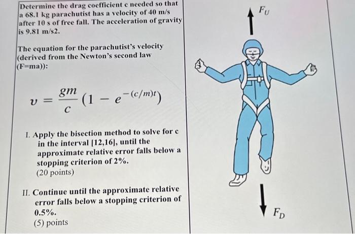 Solved Determine the drag coefficient c needed so that a | Chegg.com