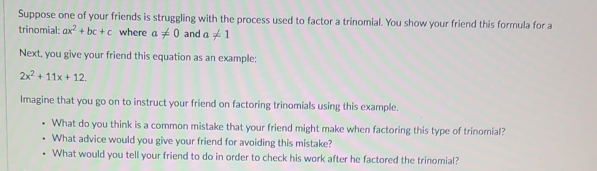 Solved Suppose one of your friends is struggling with the | Chegg.com
