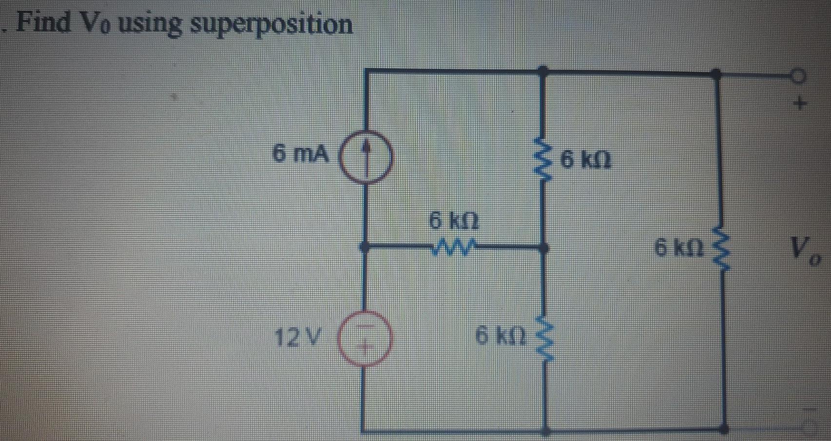 Solved Find Vo using superposition 6 mA 36 ΚΩ 6 ka 6 ΚΩς V | Chegg.com