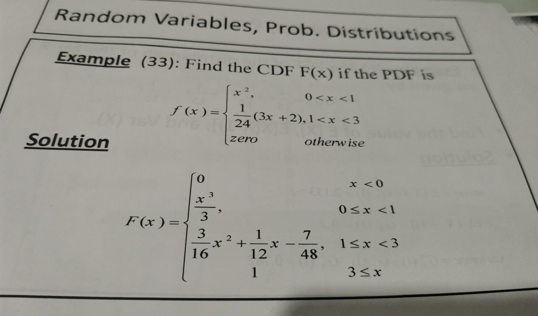 Solved Random Variables, Prob. Distributions Example (33): | Chegg.com