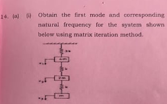 Solved Obtain the first mode and corresponding natural | Chegg.com